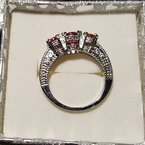 Jewelry | Womens Ruby Diamond Cz 14k White Gold Ring | Poshmark